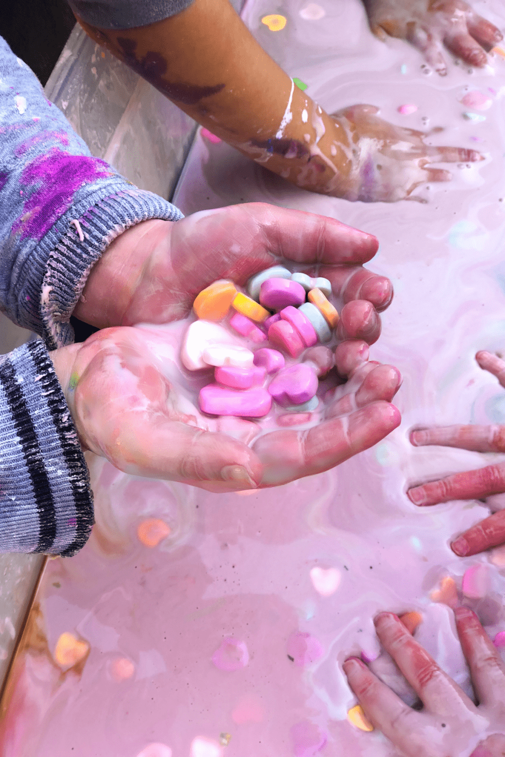 Candy Heart Oobleck - Preschool Valentine's Day Science - Friends Art Lab