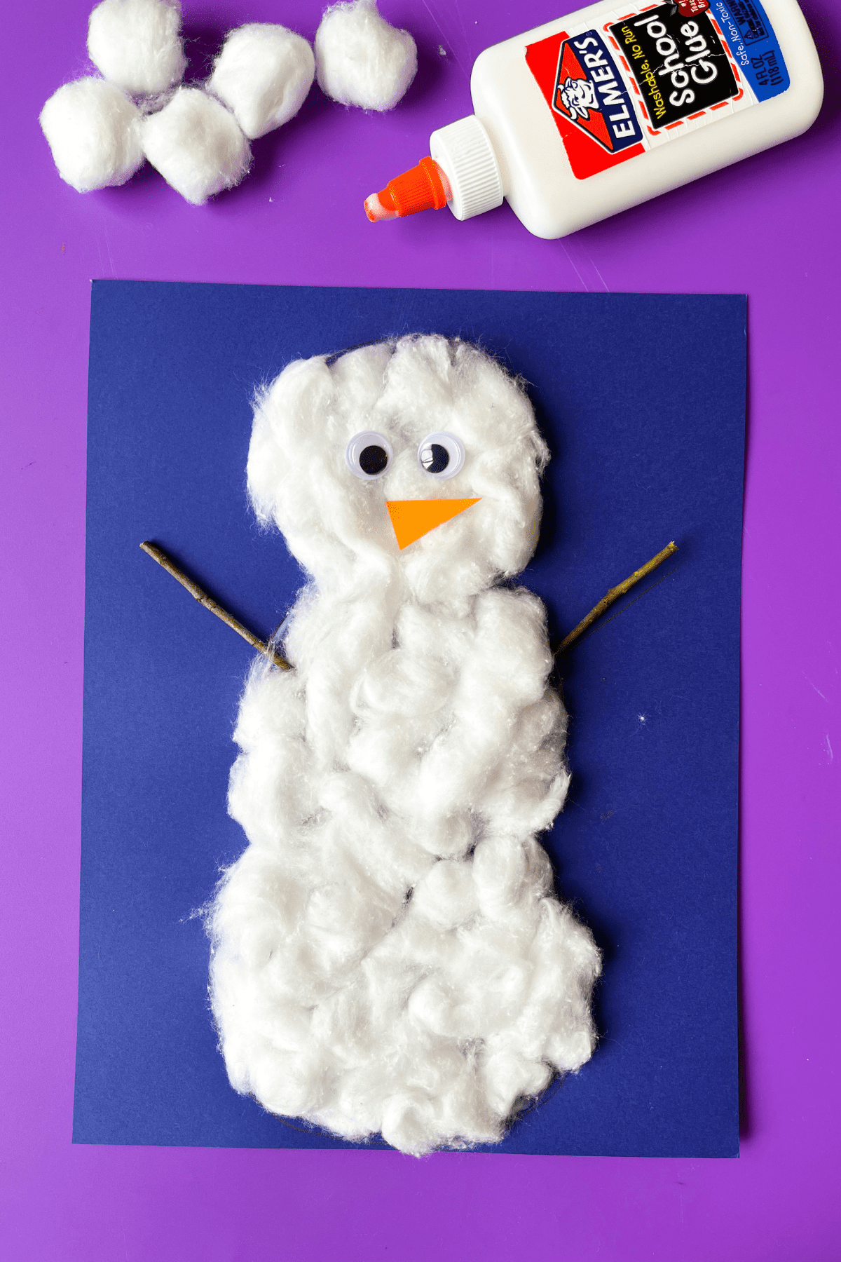 Cotton Ball Snowman Art - Friends Art Lab