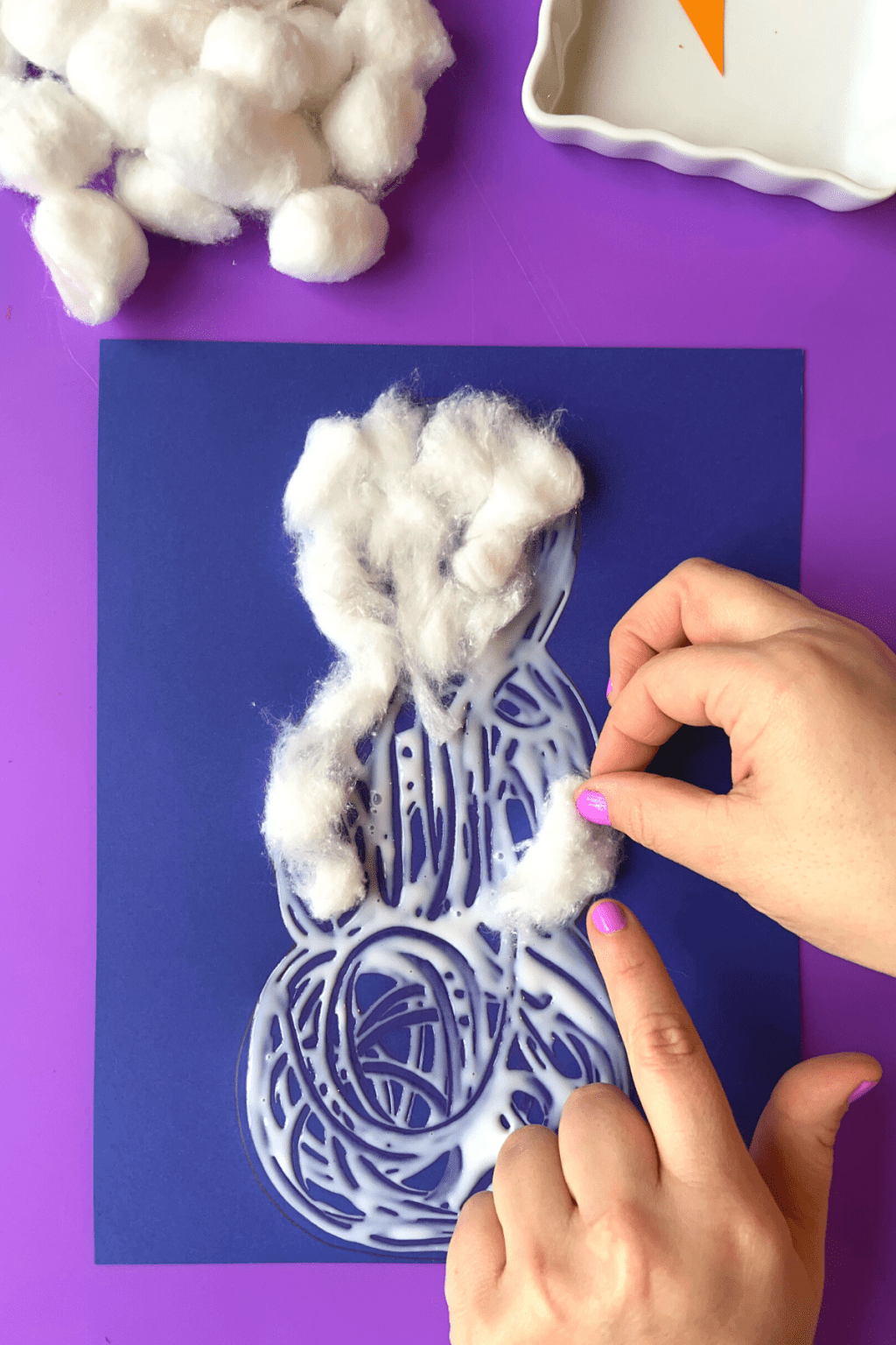 Cotton Ball Snowman Art - Friends Art Lab