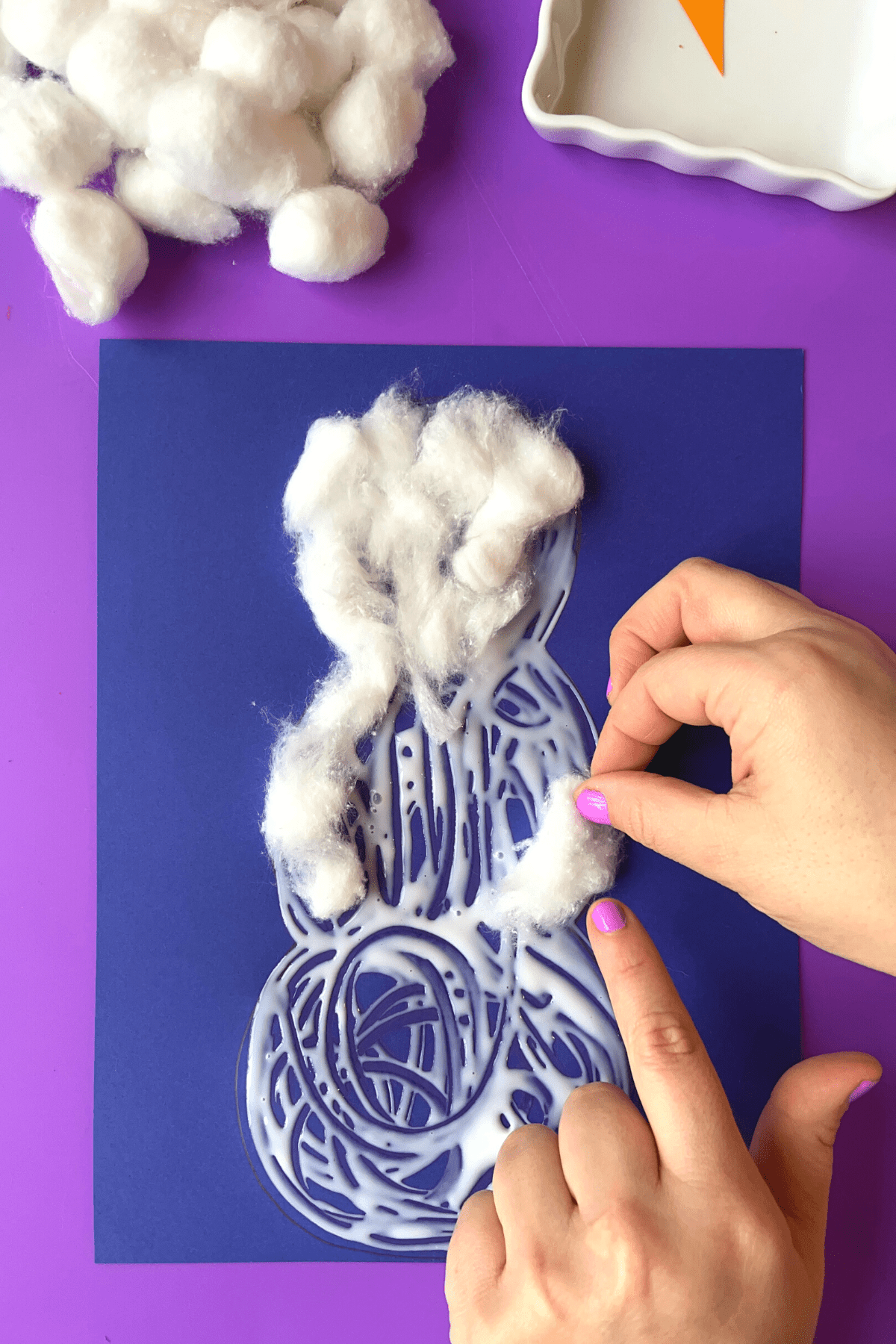 Cotton Ball Snowman Art - Friends Art Lab