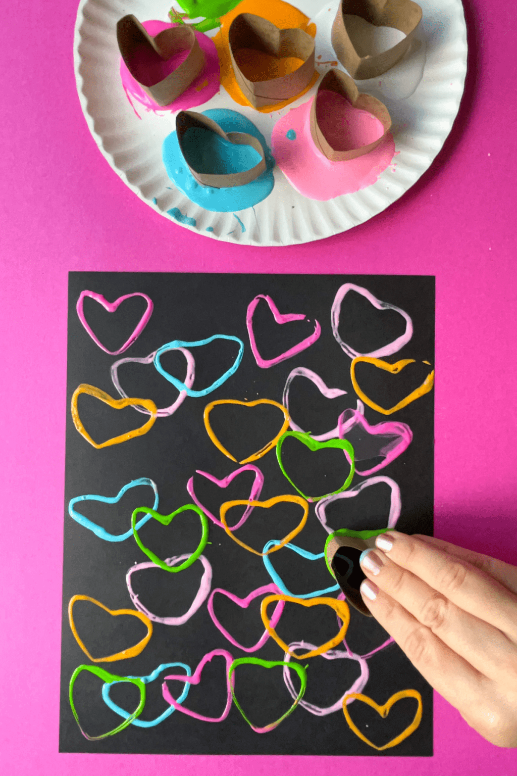 DIY Heart Stamps with a Paper Towel Tube - Friends Art Lab