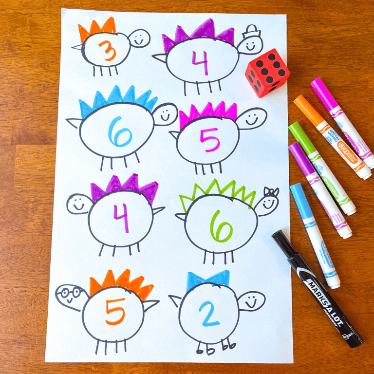 Dinosaur Preschool Math Activity - Subitizing Game - Friends Art Lab
