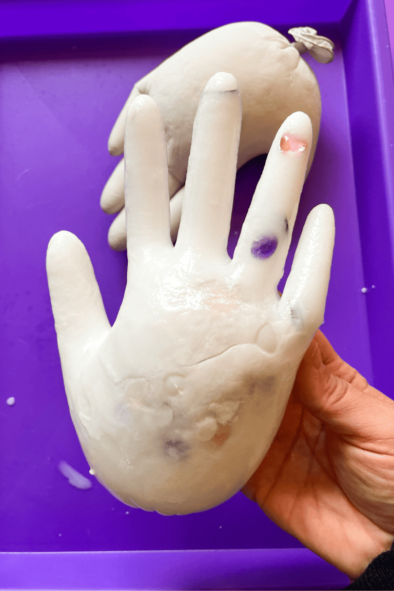 Frozen Halloween Hands Science Experiment for Kids - Friends Art Lab