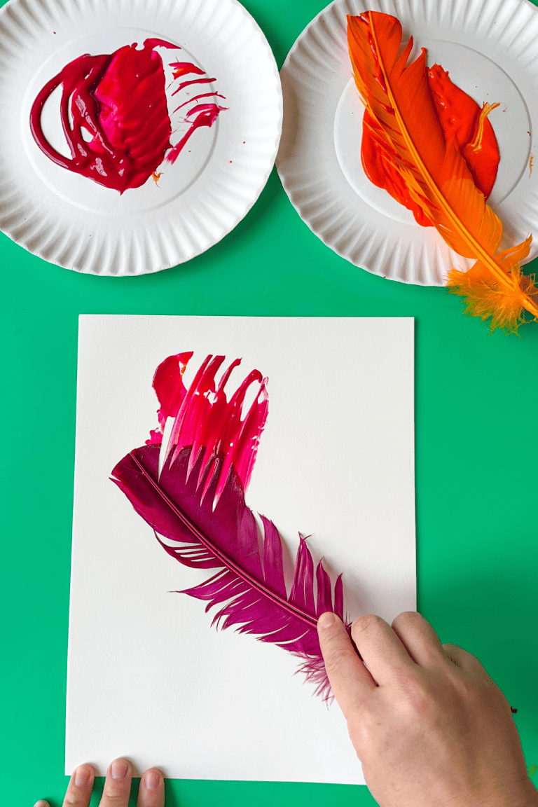 Painting with Feathers Art Activity - Friends Art Lab
