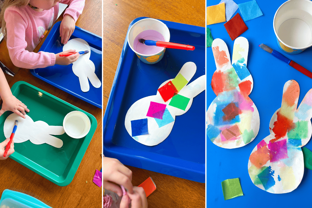 Bleeding Tissue Paper Easter Bunnies - Friends Art Lab