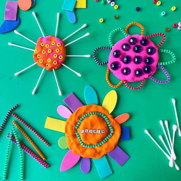 Play Dough Spring Flowers - Fine Motor Activity - Friends Art Lab