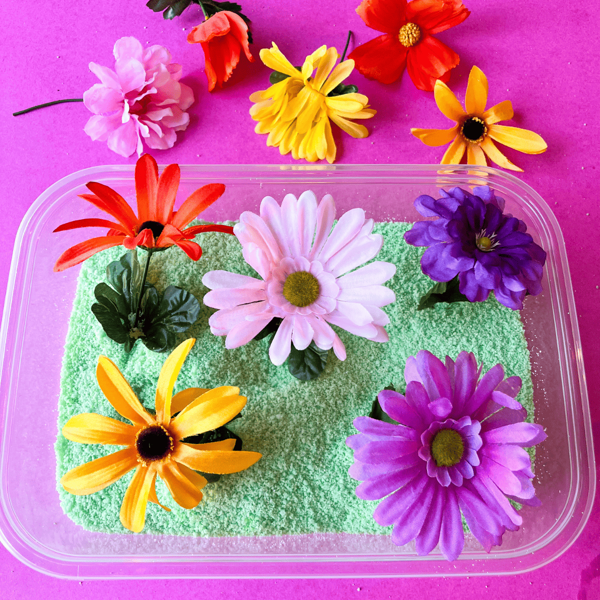 Spring Garden Insta-Snow Sensory Bin - Friends Art Lab
