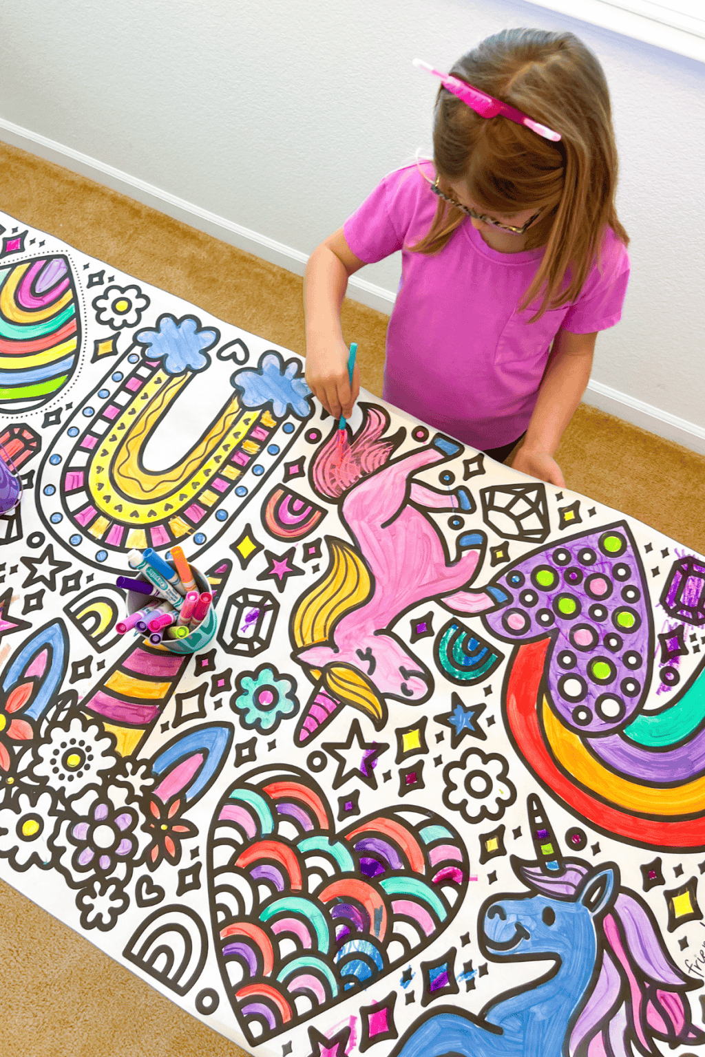 Rainbows & Unicorns Giant Coloring Banner - Friends Art Lab