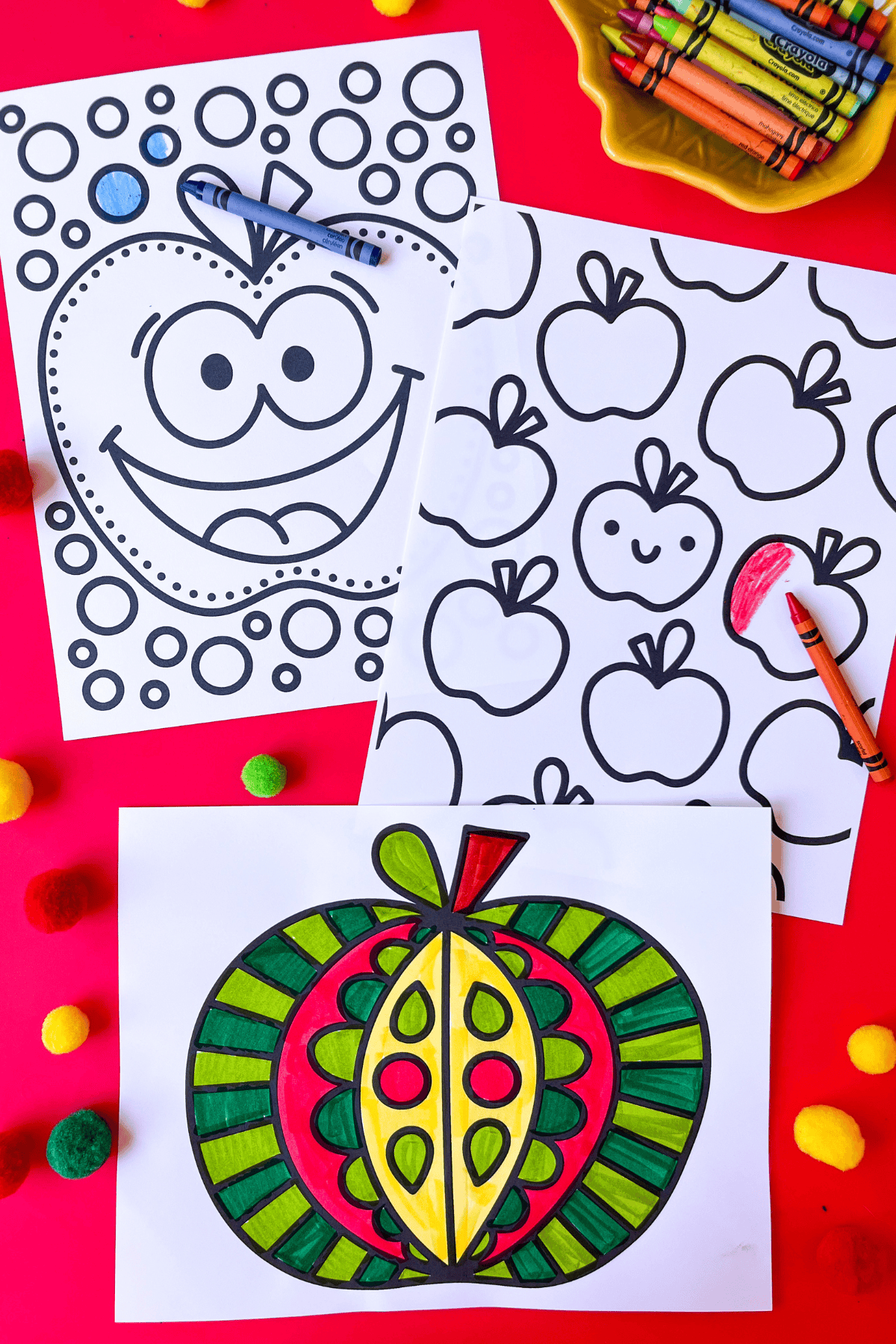 Apple Coloring Pages for Kids - Friends Art Lab