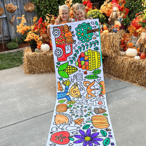Fall Giant Coloring Poster Fall Activity for Kids - Friends Art Lab