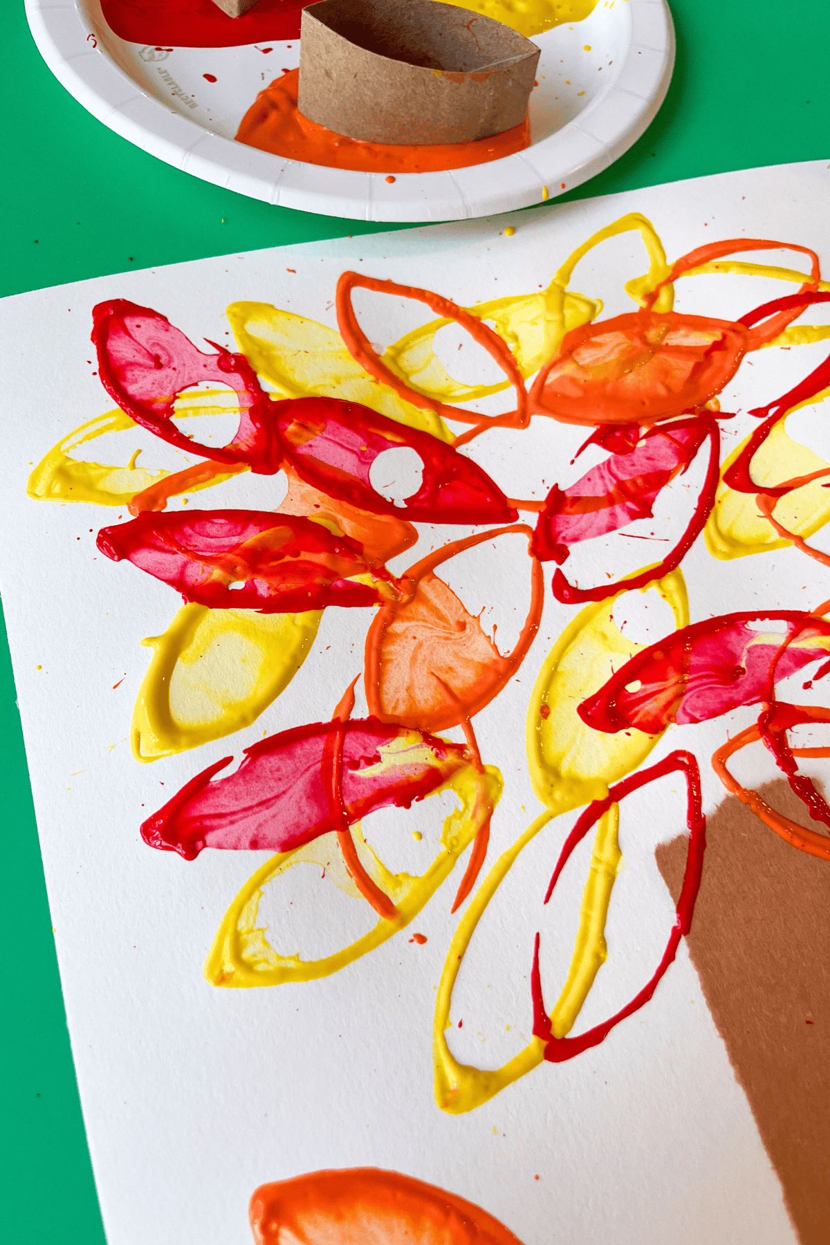 Fall Tree Art for Preschoolers with a Paper Towel Tube - Friends Art Lab