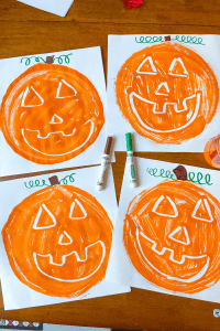 Jack-o-Lantern Halloween Printmaking for Kids - Friends Art Lab