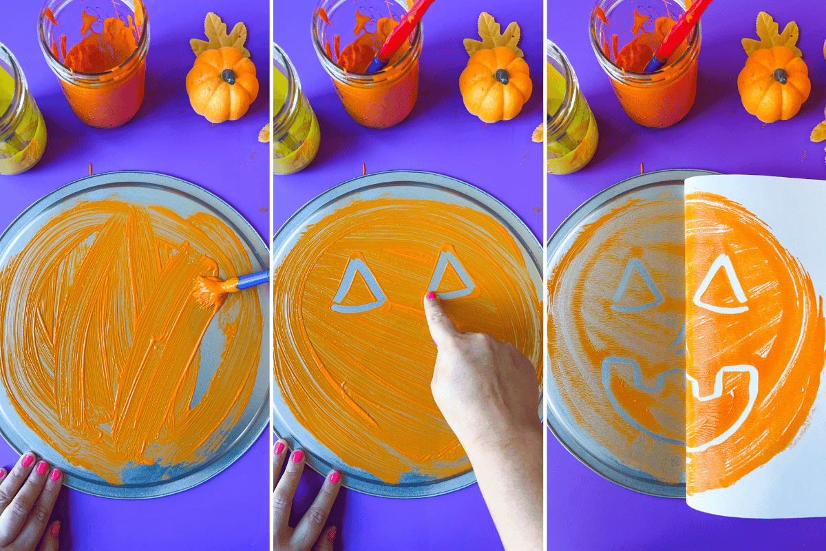 Jack-o-Lantern Halloween Printmaking for Kids - Friends Art Lab