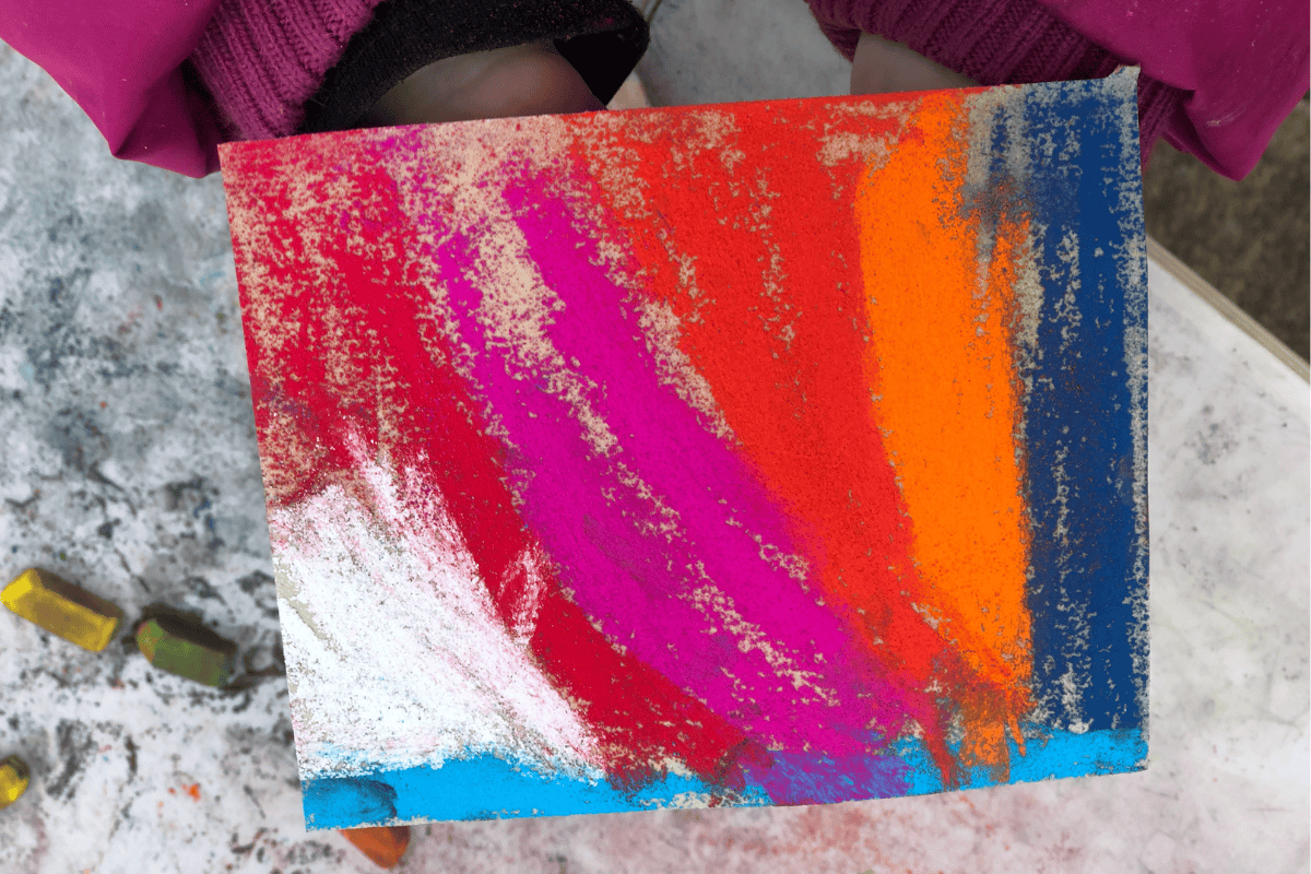 Chalk Pastels and Sandpaper - Messy Preschool Art - Friends Art Lab