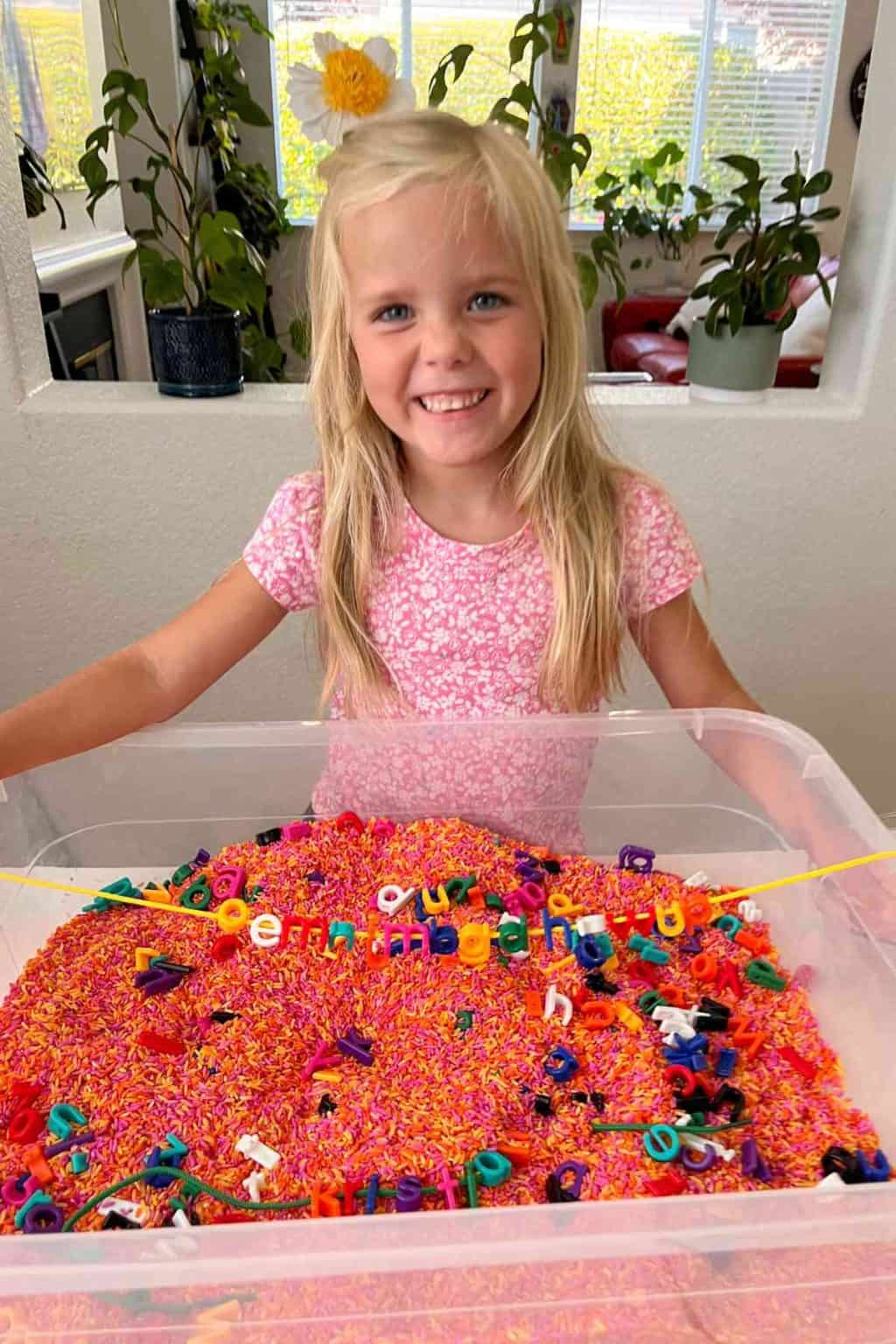 Letter Bead Sensory Bin – Preschool Literacy Activity - Friends Art Lab