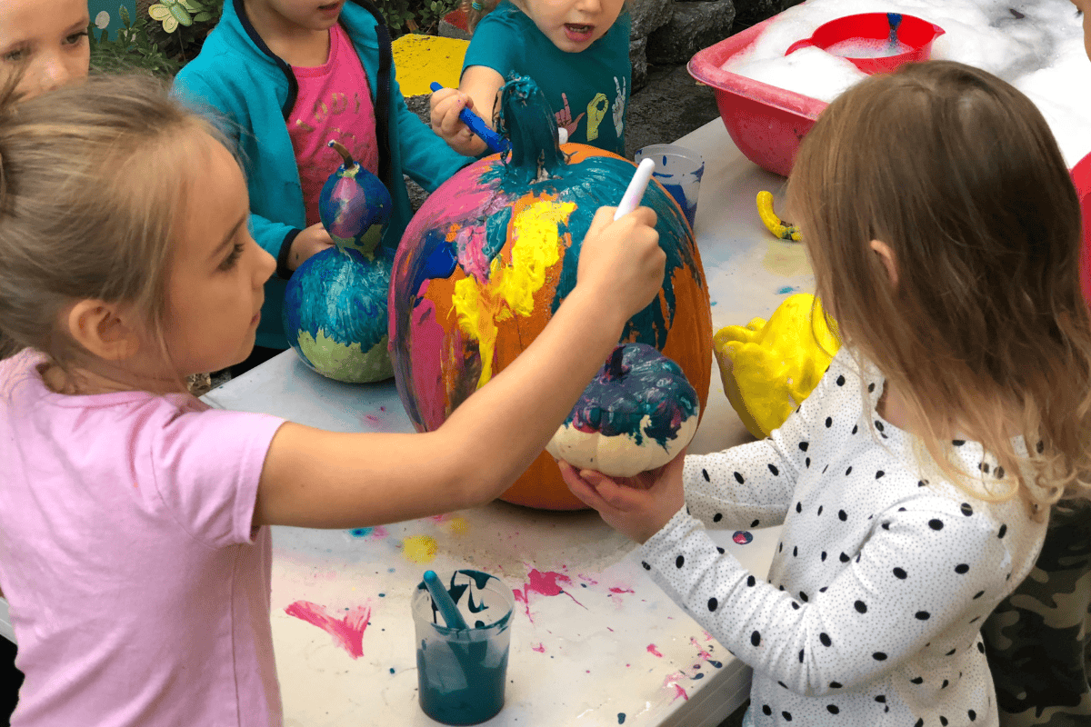 Painting and Washing Pumpkins – Fall Preschool Activity - Friends Art Lab