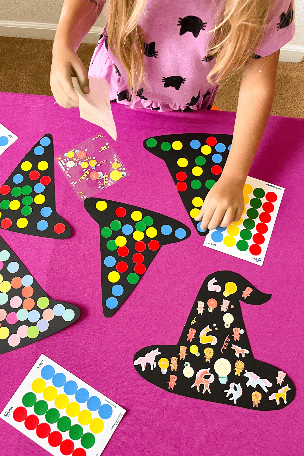 Sticker Witch Hats Preschool Halloween Activity - Friends Art Lab