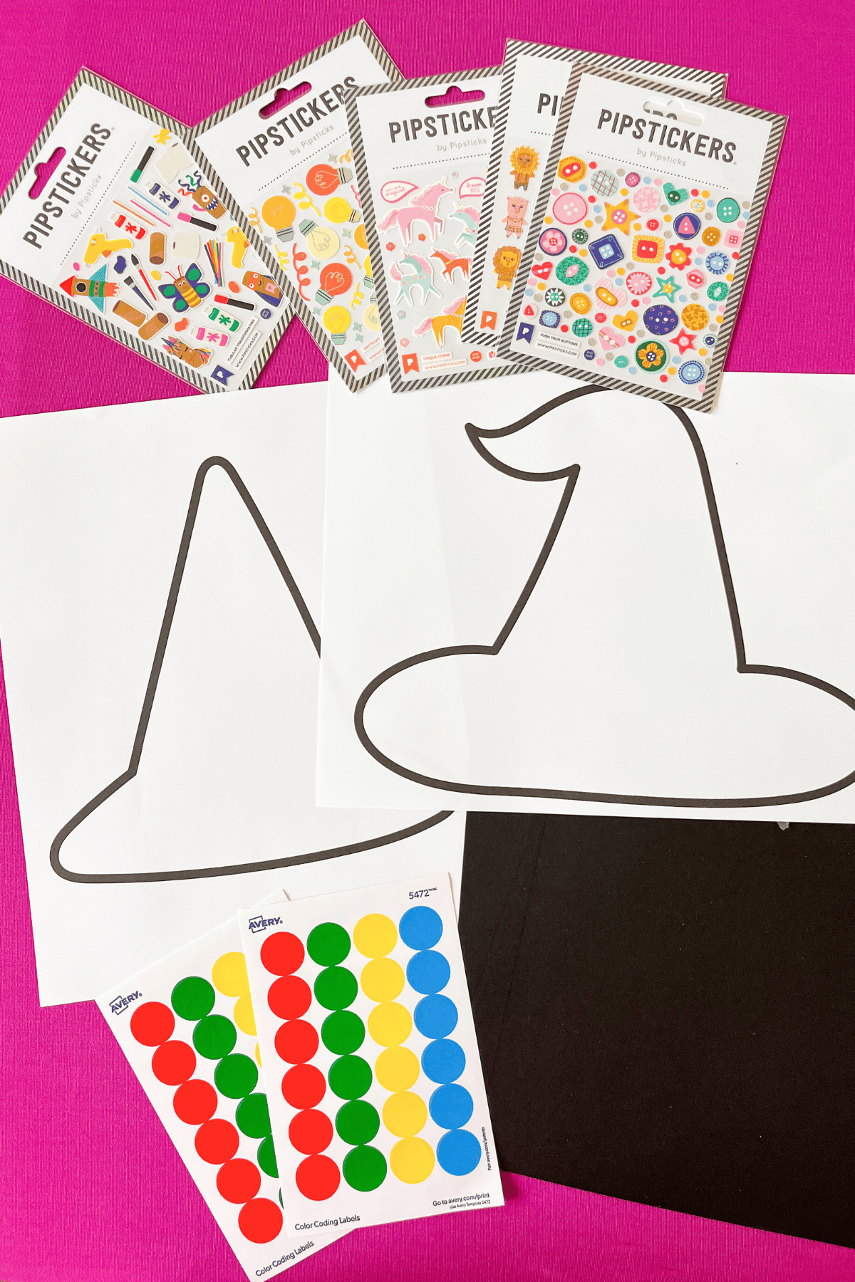 Sticker Witch Hats Preschool Halloween Activity - Friends Art Lab