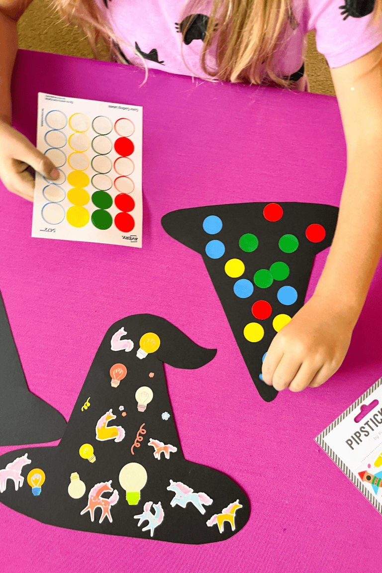 Sticker Witch Hats Preschool Halloween Activity - Friends Art Lab
