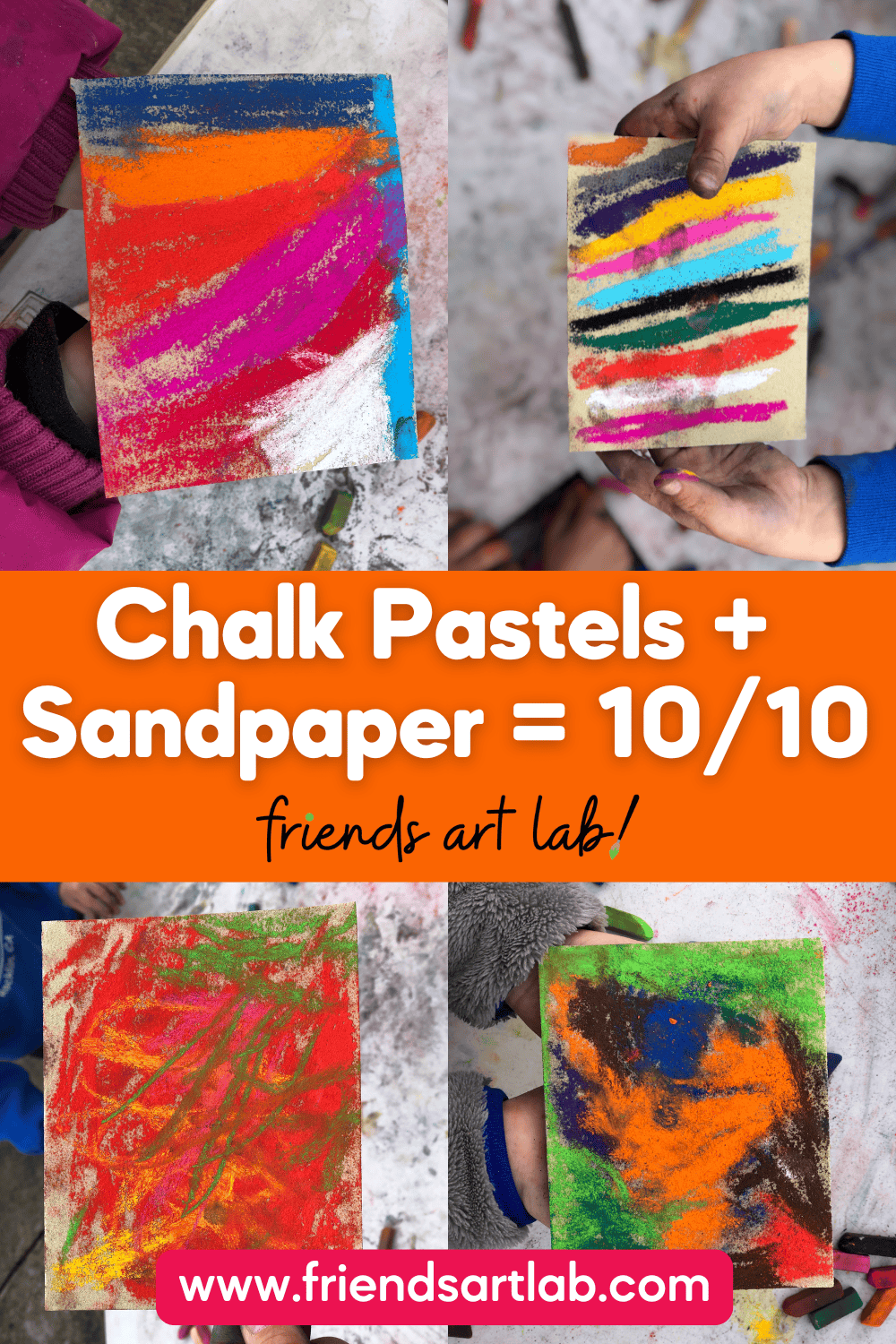 Chalk Pastels and Sandpaper - Messy Preschool Art - Friends Art Lab
