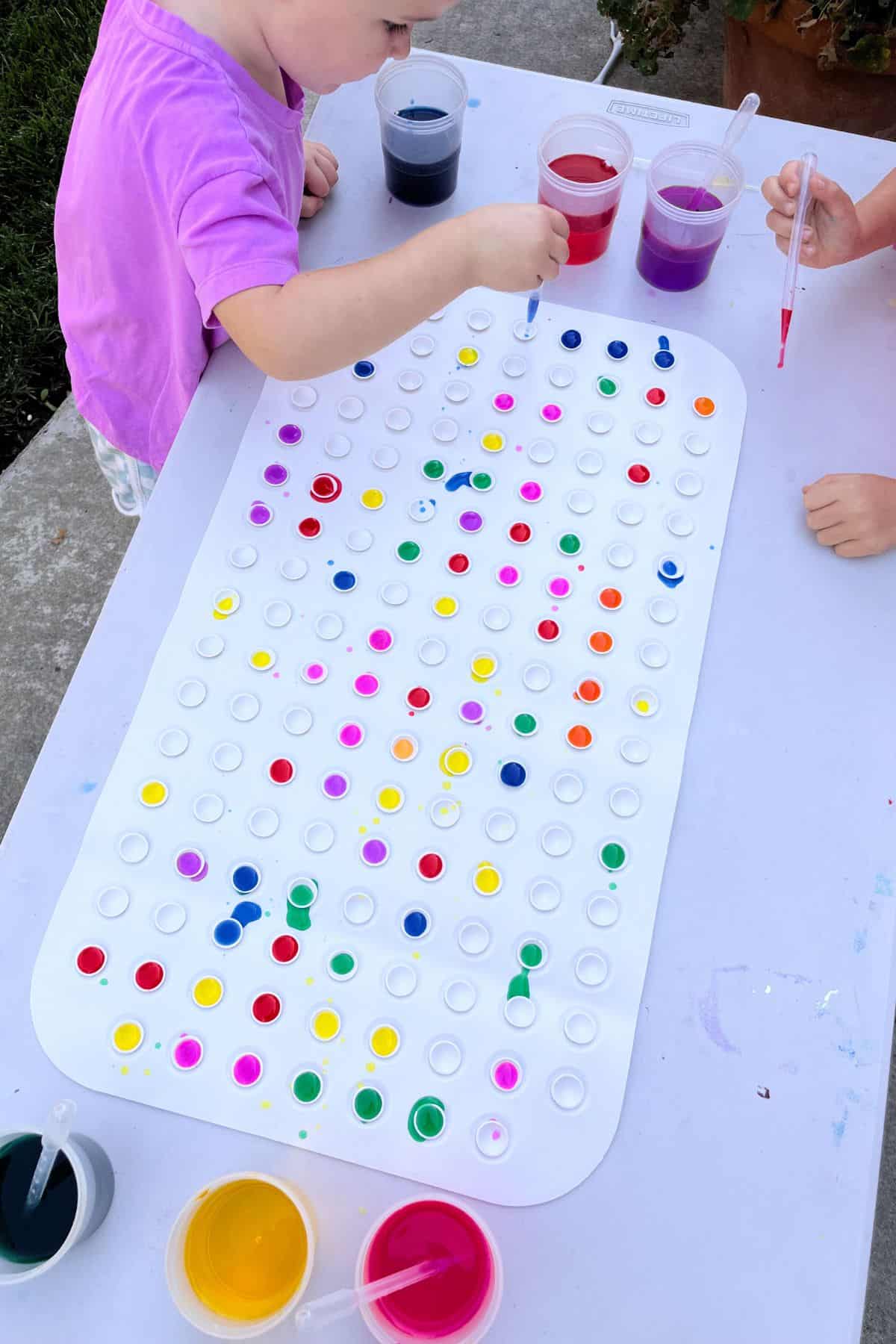 Eyedropper and Bath Mat Preschool Fine Motor Activity - Friends Art Lab