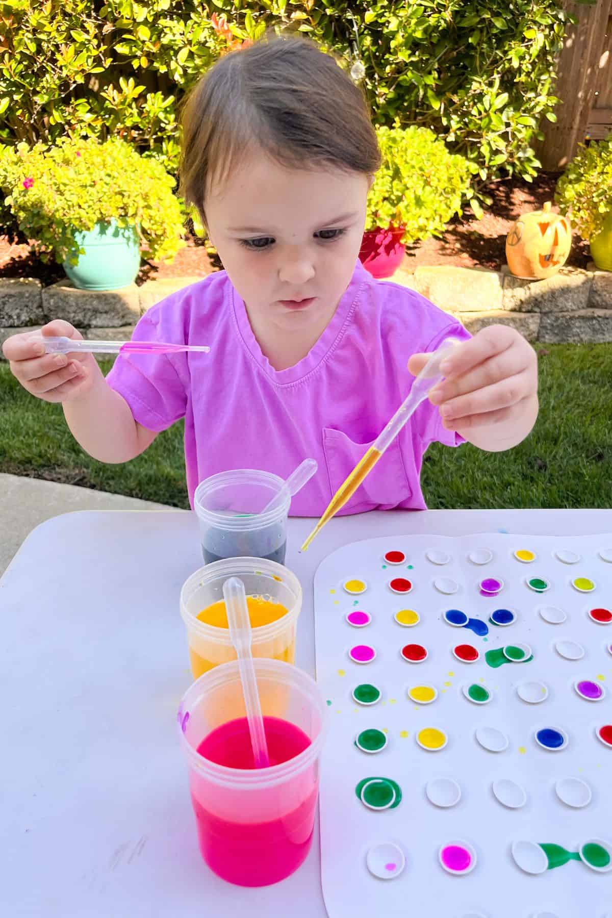 Eyedropper and Bath Mat Preschool Fine Motor Activity - Friends Art Lab