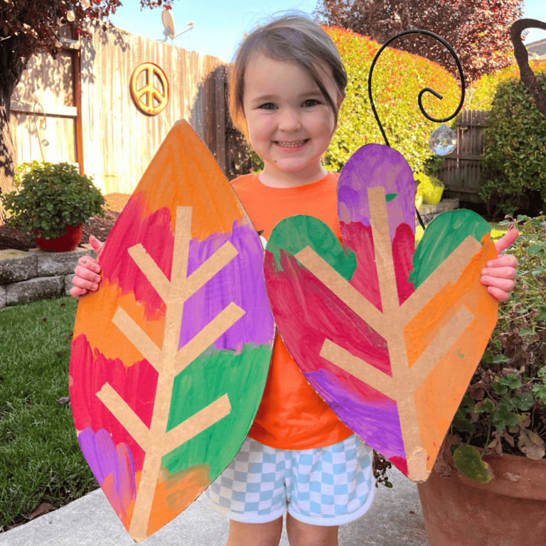 Giant Cardboard Leaf Craft – Preschool Fall Art Project - Friends Art Lab