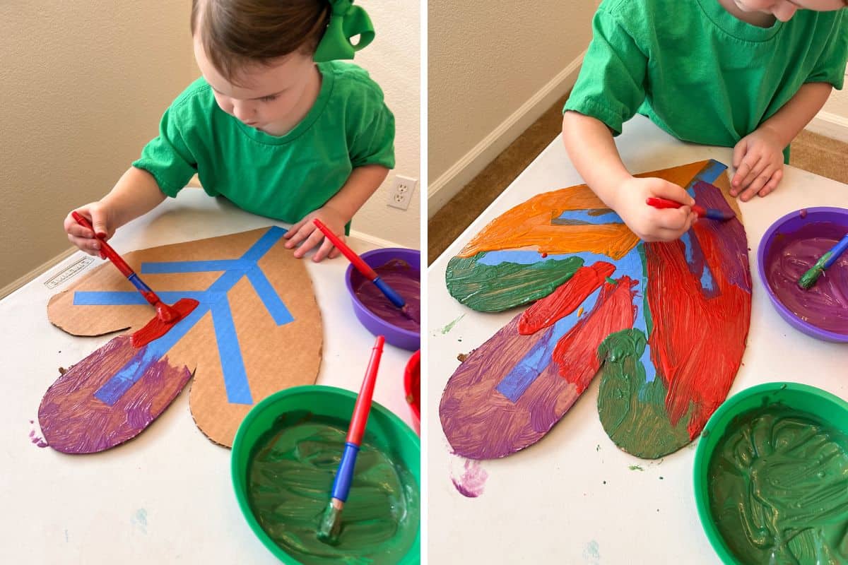 Giant Cardboard Leaf Craft – Preschool Fall Art Project - Friends Art Lab