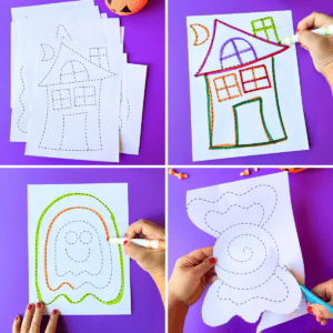 Halloween Cutting and Tracing Pages for Kids - Friends Art Lab