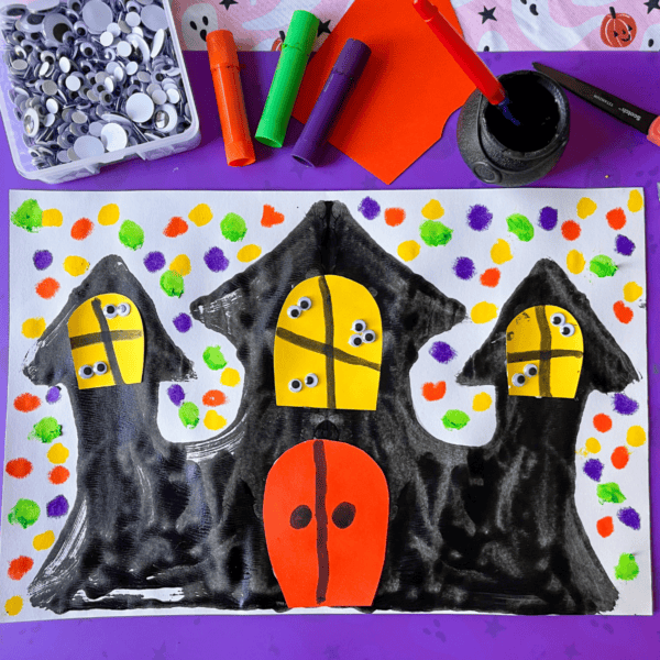 Symmetrical Smoosh Haunted House Art - Friends Art Lab