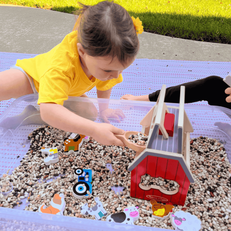Farm Sensory Bin - Preschool Farm Activity - Friends Art Lab