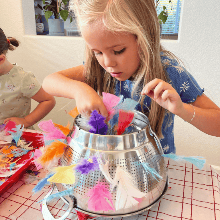 Feather Fine Motor Activity – Preschool Thanksgiving Fun - Friends Art Lab