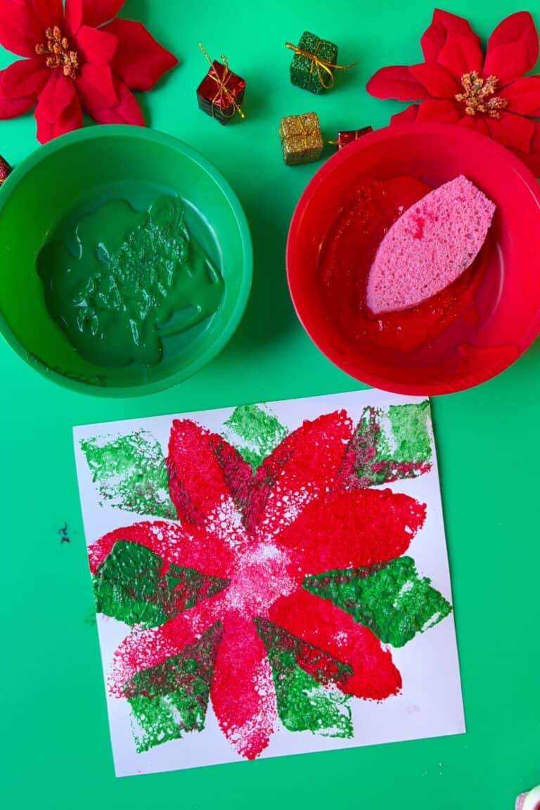 Sponge Paint Poinsettias - Preschool Christmas Process Art - Friends ...