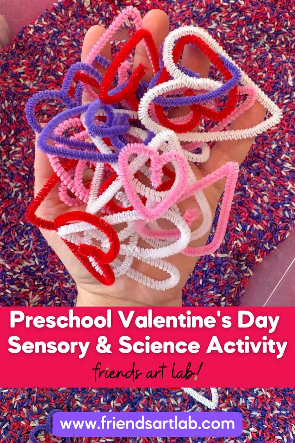Pipe Cleaner Heart Sensory Bin - Valentine's Day Science - Friends Art Lab