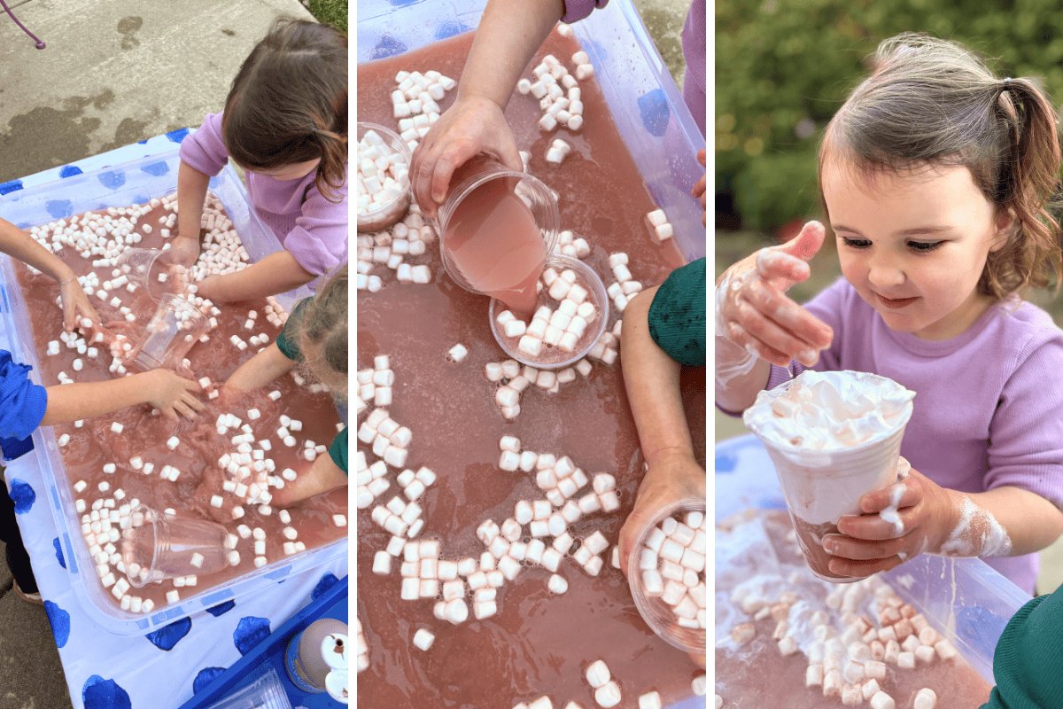Hot Chocolate Sensory Bin - Winter Preschool Sensory Play - Friends Art Lab
