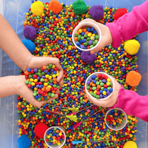 Rainbow Sensory Bin - Friends Art Lab