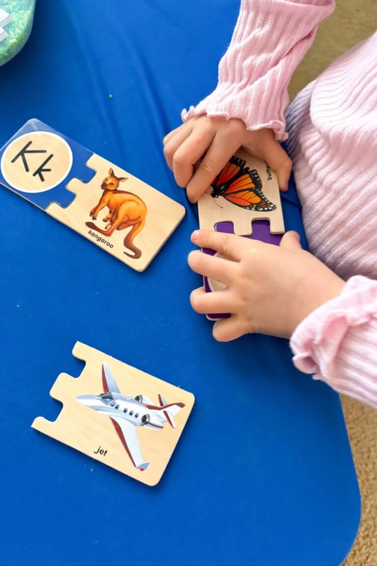 Puzzle Match Sensory Bin - A Preschool Math & Literacy Game - Friends ...