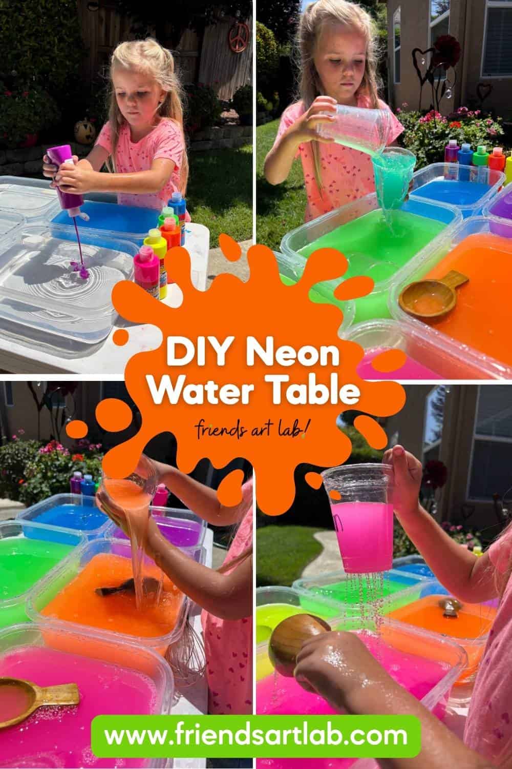 Neon Water Outdoor Play Preschool Summer Activity - Friends Art Lab