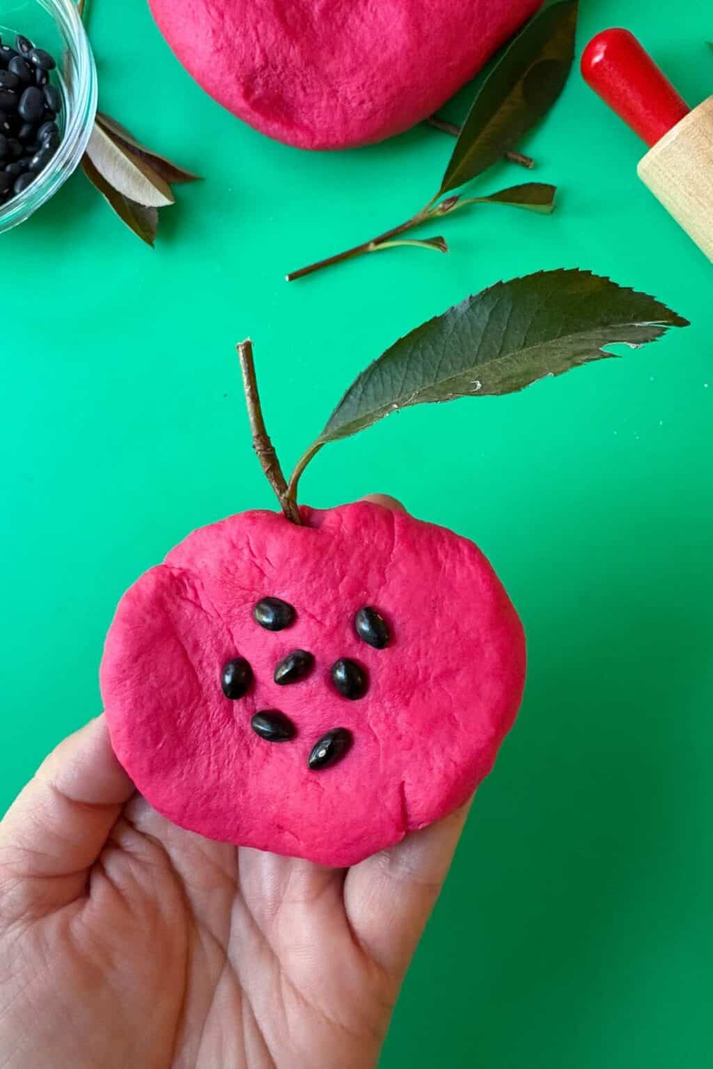 Apple play dough activity for kids - Friends Art Lab