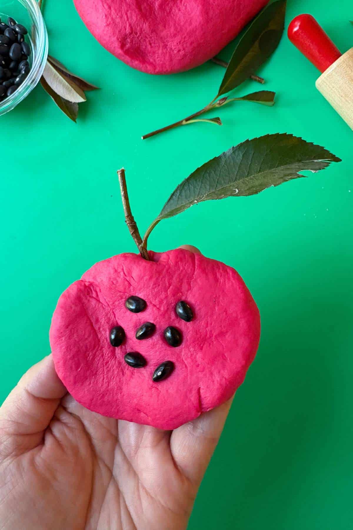 Apple play dough activity for kids - Friends Art Lab