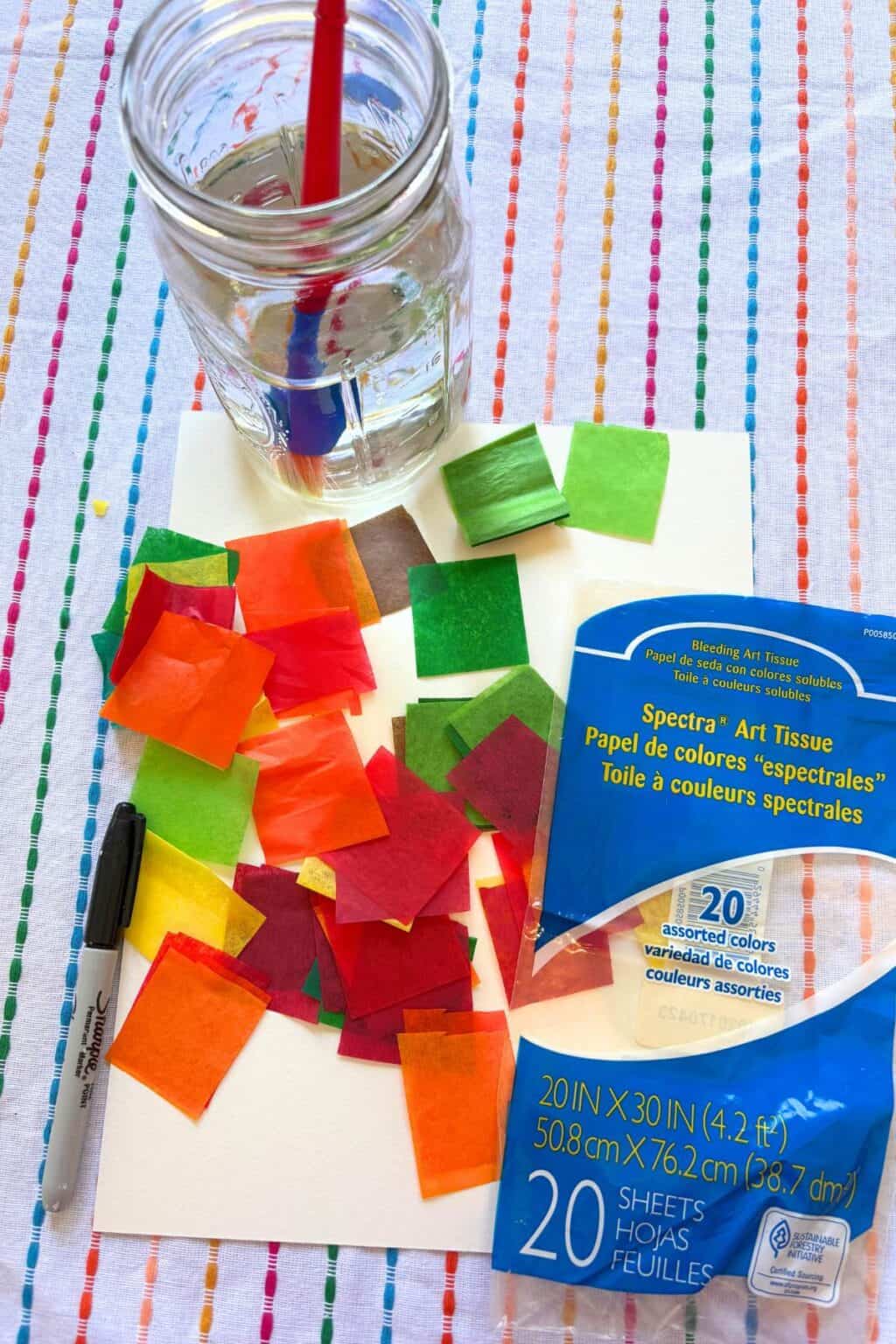 Bleeding tissue paper fall tree art - Friends Art Lab