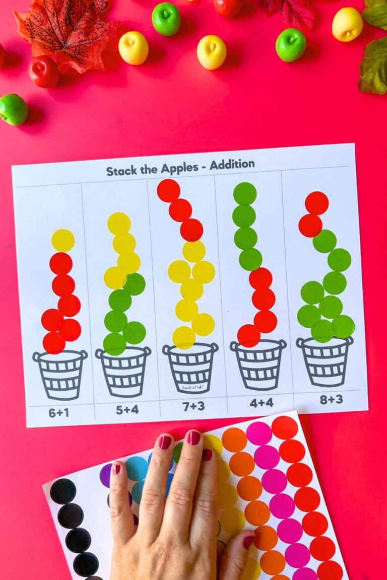 Apple Preschool Theme Math Game - Friends Art Lab