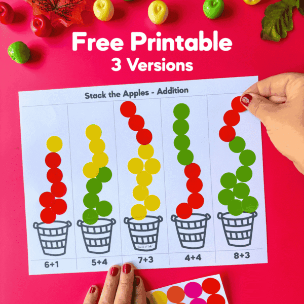Apple Preschool Theme Math Game - Friends Art Lab