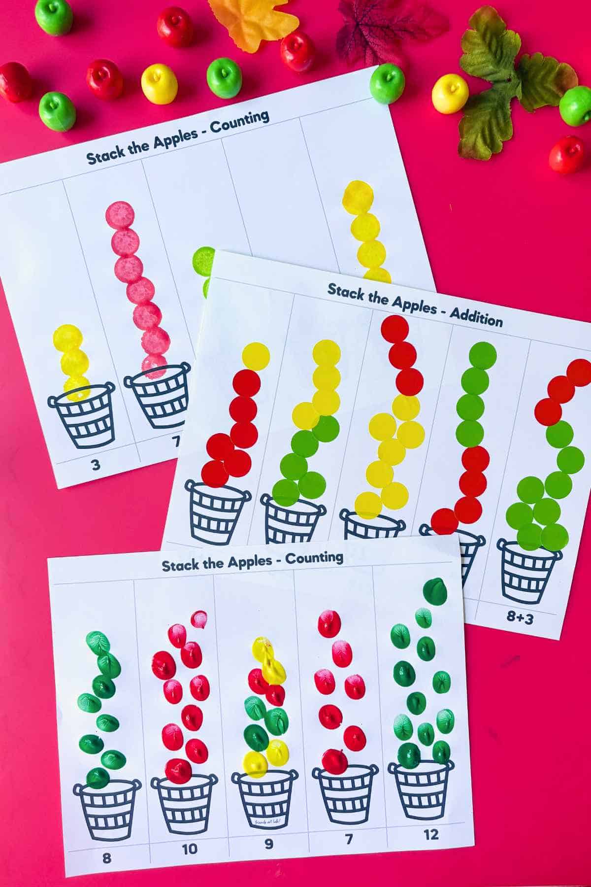 Apple Preschool Theme Math Game - Friends Art Lab