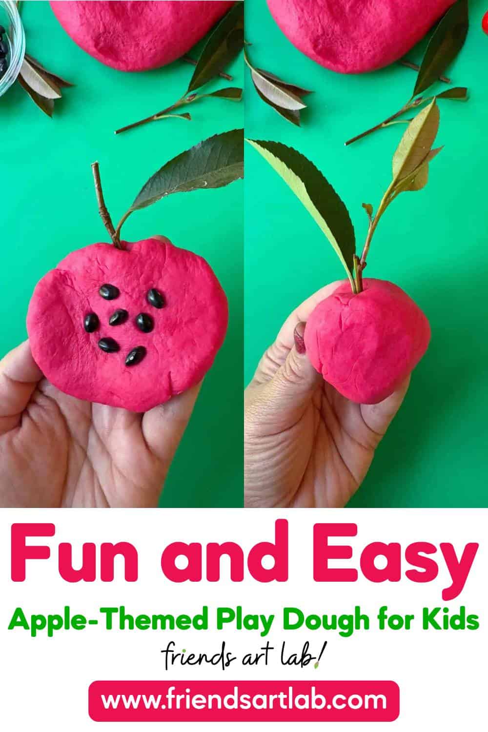Apple play dough activity for kids - Friends Art Lab