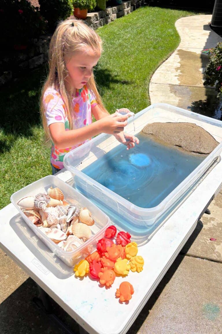How to Make a Beach Sensory Bin for Preschoolers - Friends Art Lab