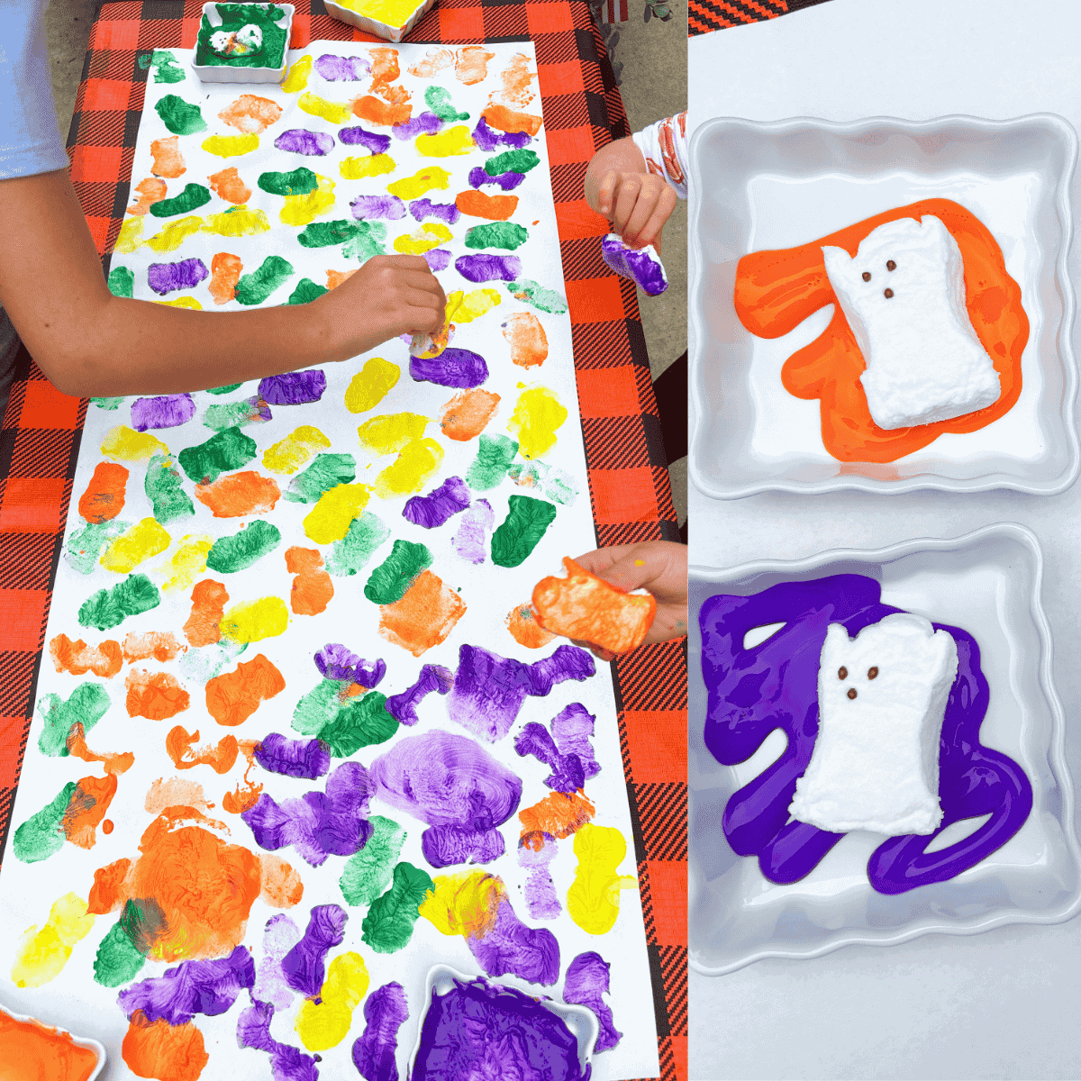 Halloween Ghost Painting for Kids with Peeps Marshmallows - Friends Art Lab