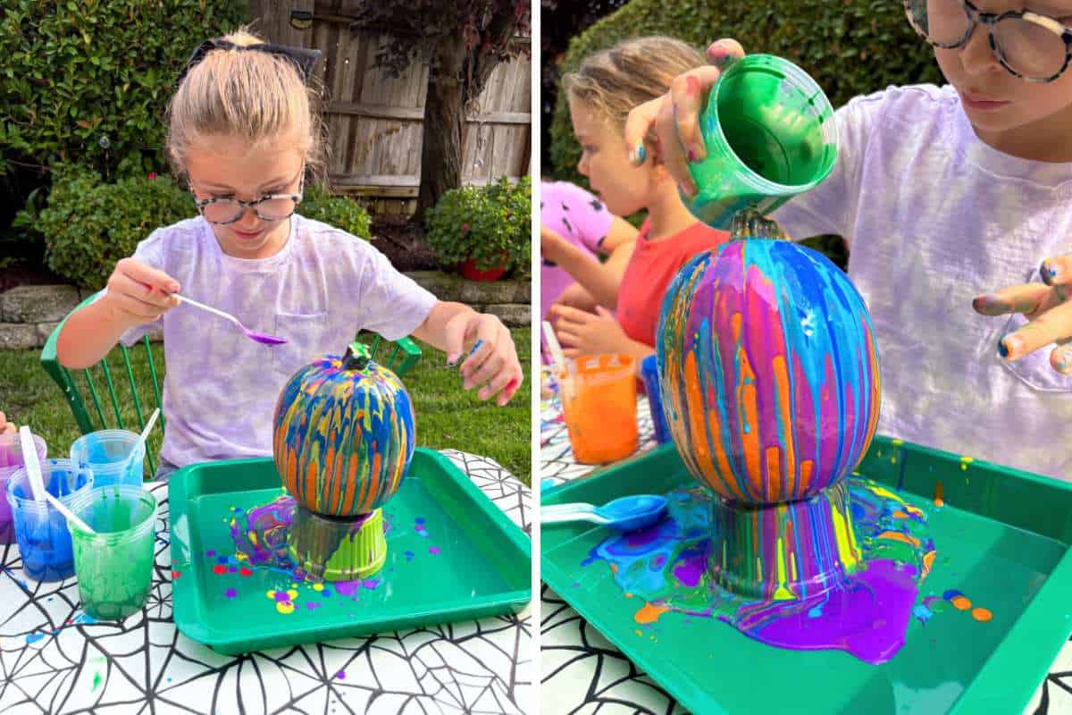 Pumpkin Pouring Paint Fall Process Art for Kids - Friends Art Lab