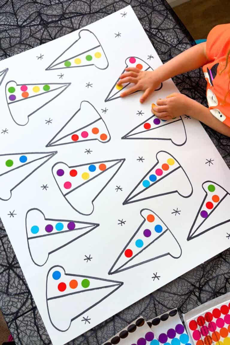 Symmetrical Witch Hat Halloween Math Game - Friends Art Lab