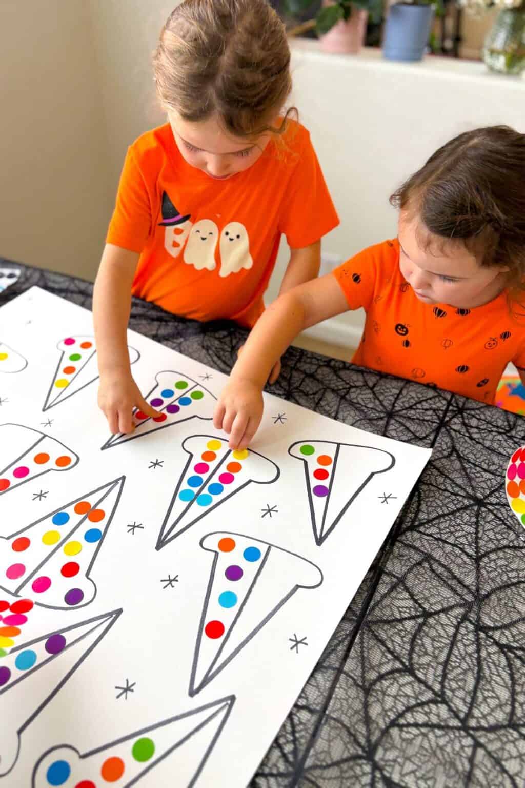 Symmetrical Witch Hat Halloween Math Game - Friends Art Lab